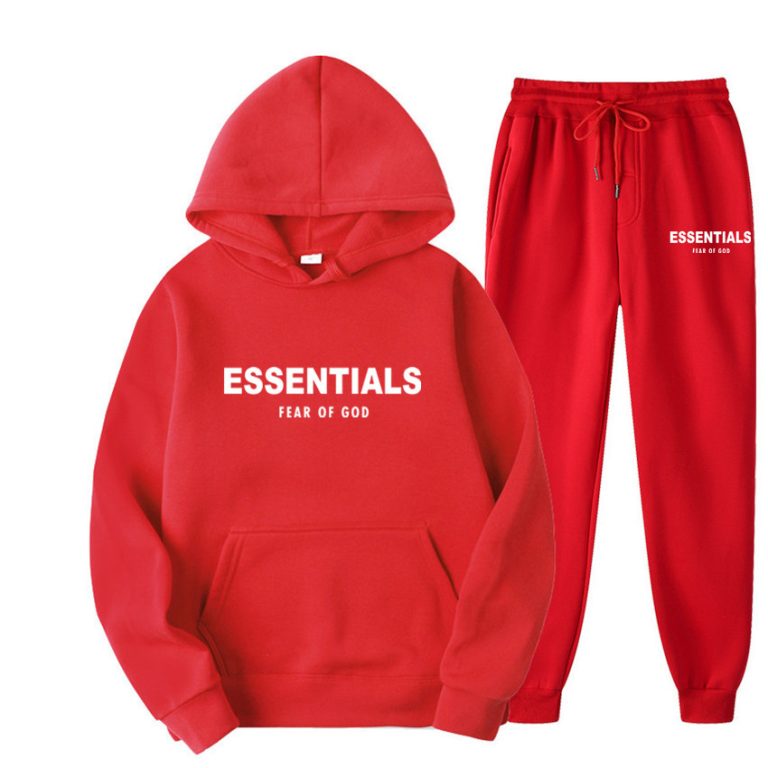 Essentials Fear of God Hoodie Tracksuit Red - Essentials Official Store